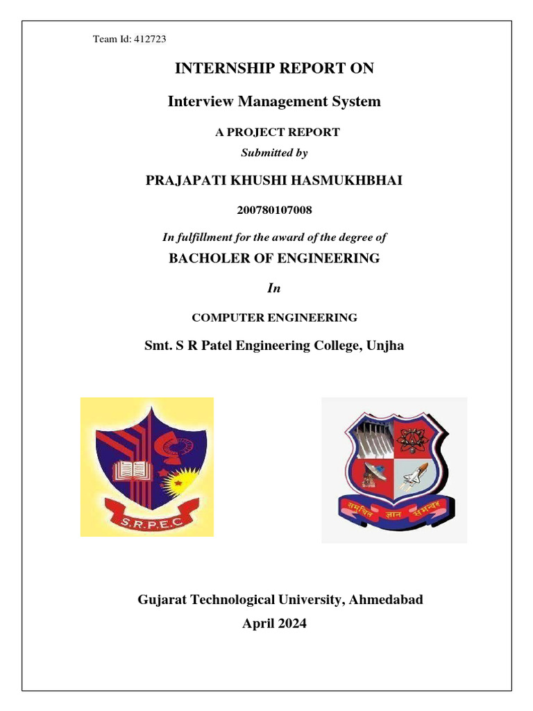 Internship Report: Interview Management System | PDF | Html | Software ...