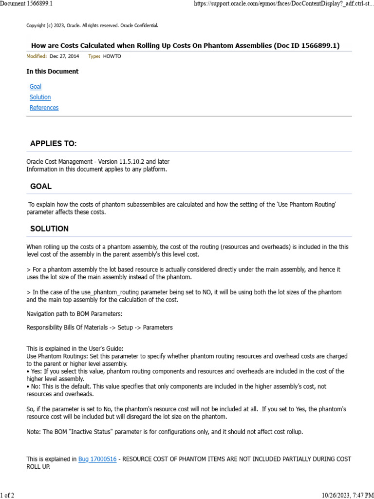 Phantom Item Cost Rollup | PDF | Parameter (Computer Programming) | Cost