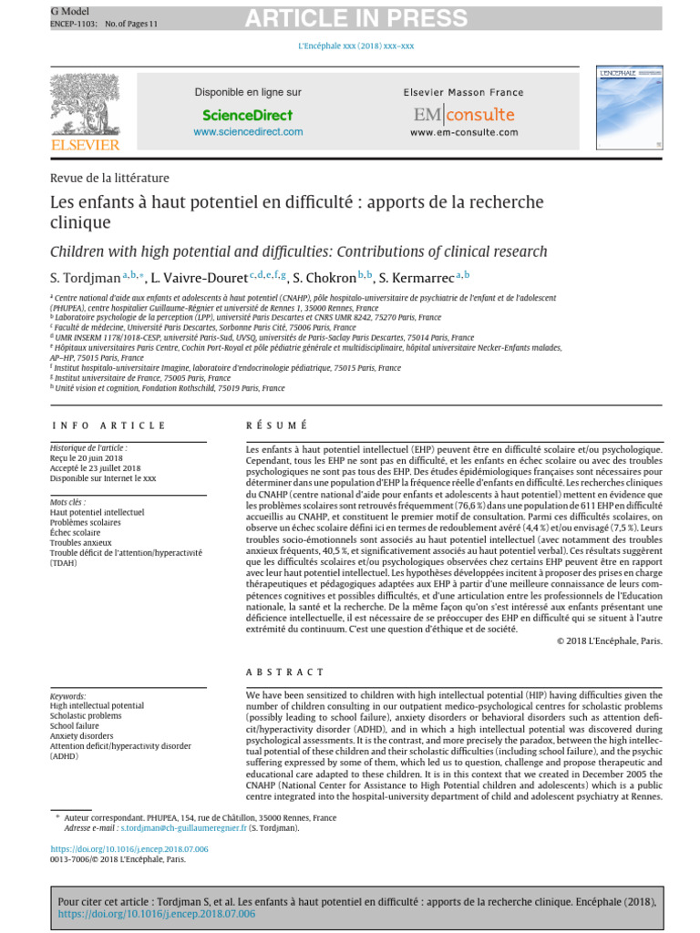 HPI et difficultés | PDF | Mental Disorder | Attention Deficit ...