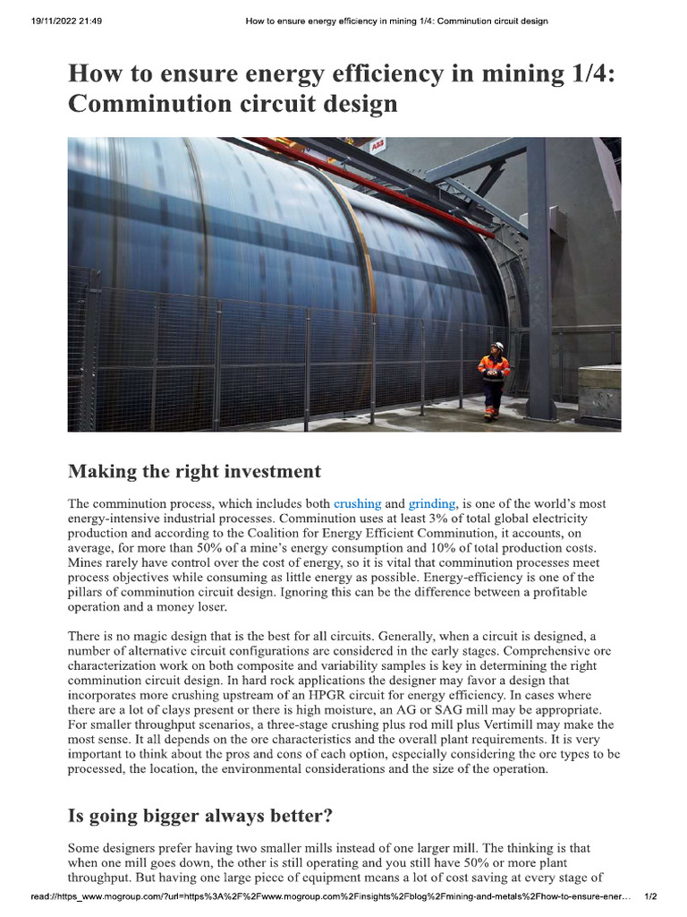 How to ensure energy efficiency in mining 1de4 - Comminution circuit ...