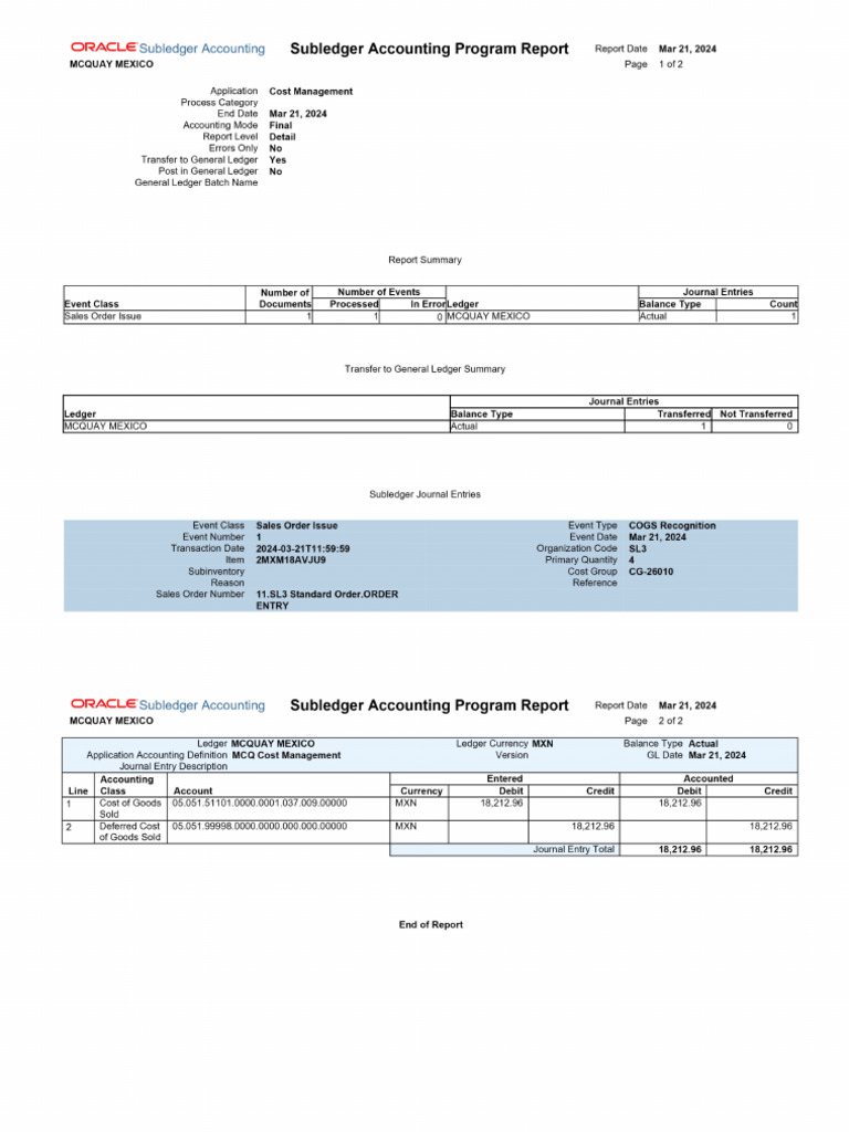 COGS recognition | PDF