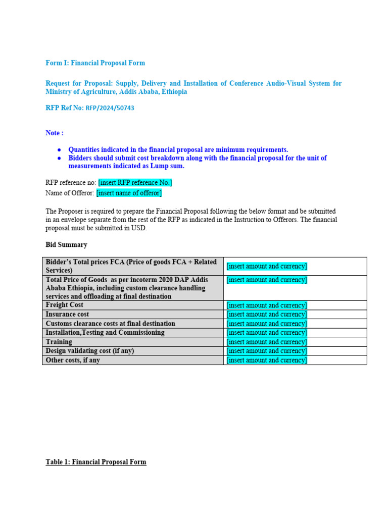 Audio-Visual RFP Financial Proposal | PDF | Personal Computers ...