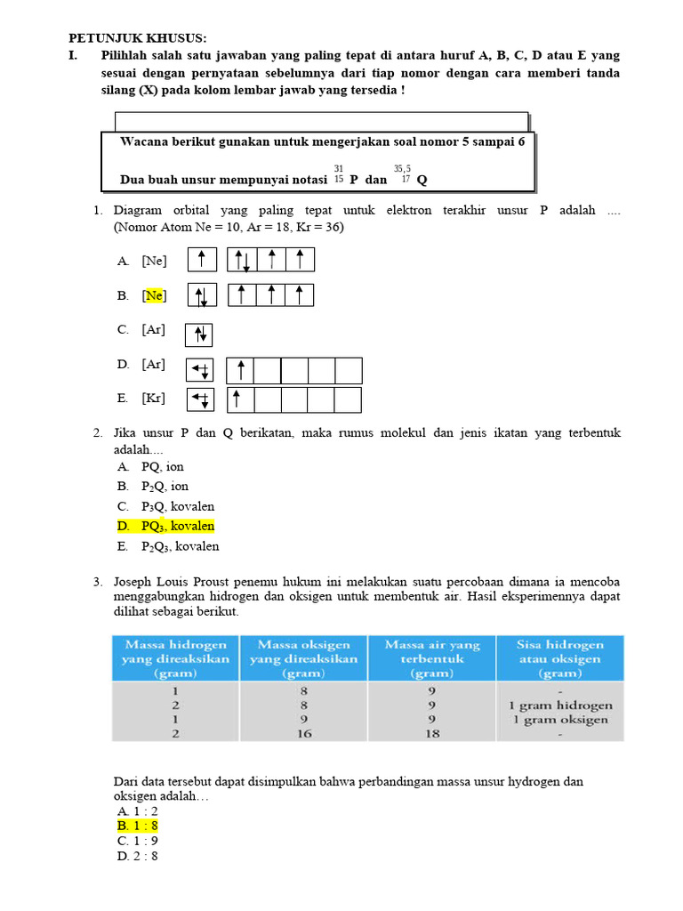Latihan Soal Kimia Pdf