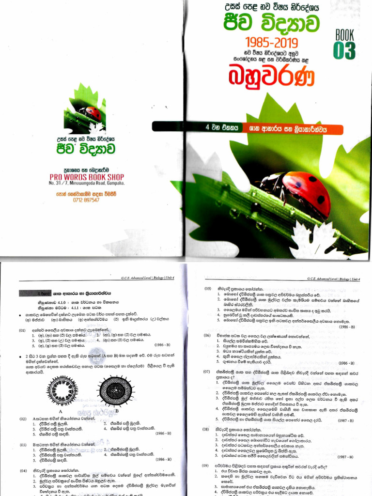 4 Bio Lesson Classified MCQ | PDF