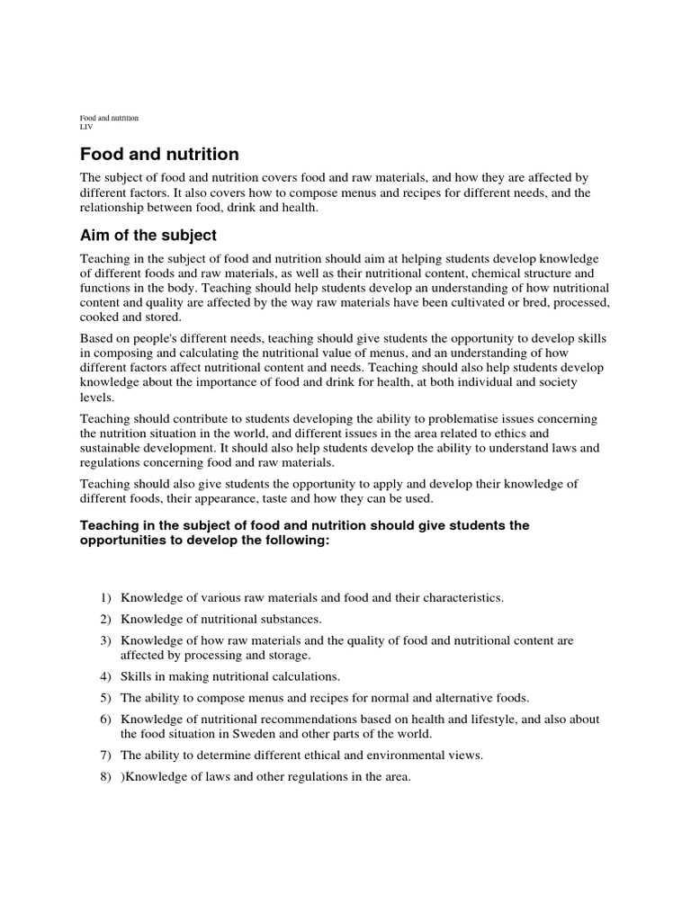 Food and Nutrition | PDF | Nutrition | Diet & Nutrition