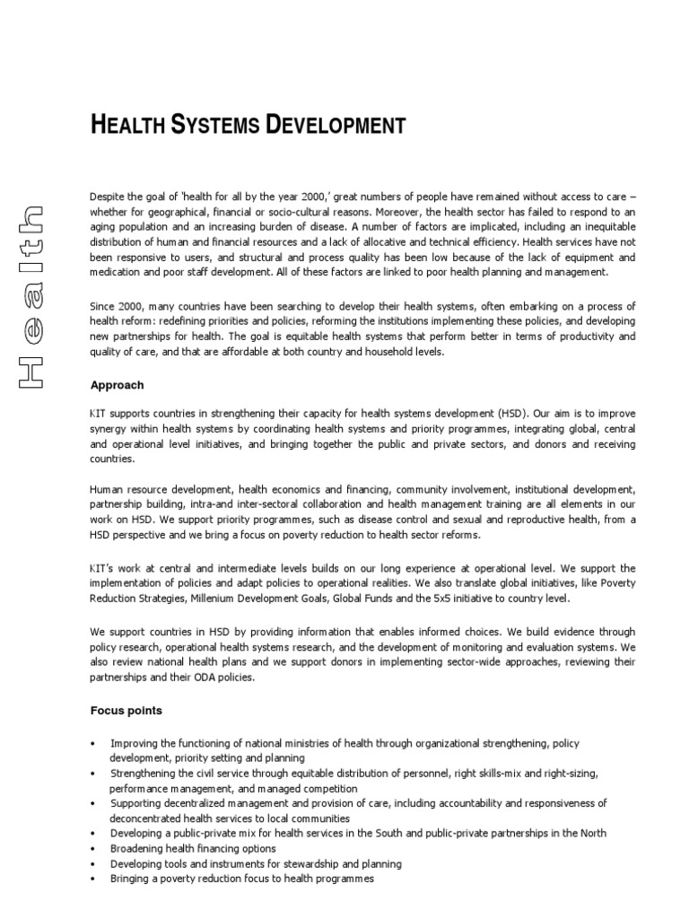 Fact Sheet Health Systems Development | PDF