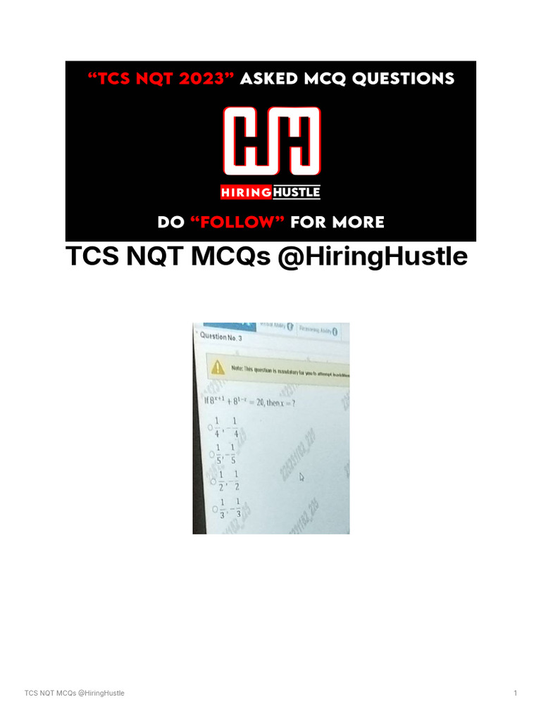 TCS NQT MCQs | PDF | Cooking, Food & Wine