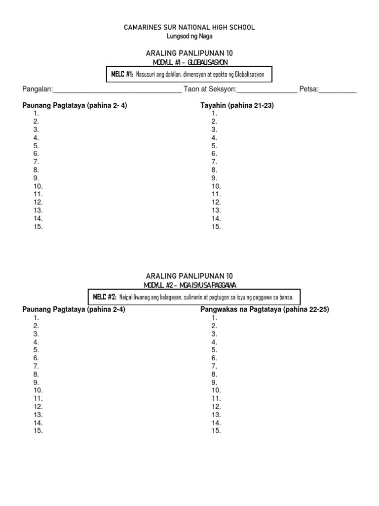 Answer Sheet M1 M4 Pdf