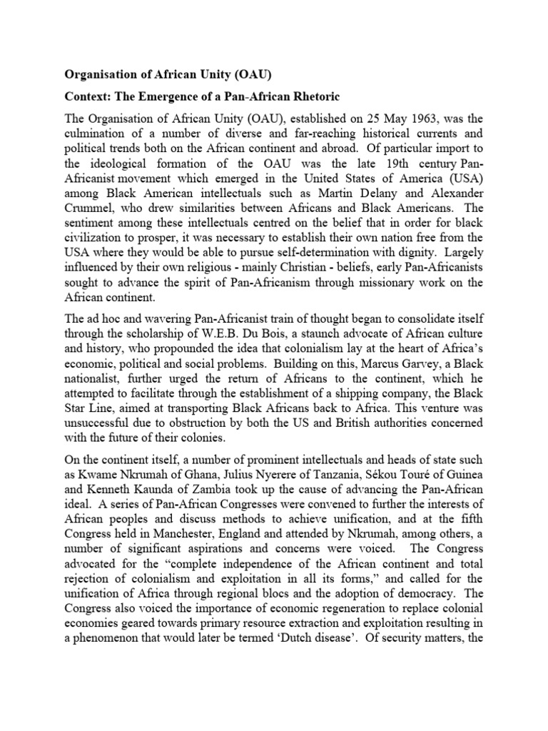 Pan-African Unity: OAU's Formation | PDF | Pan Africanism | International Relations