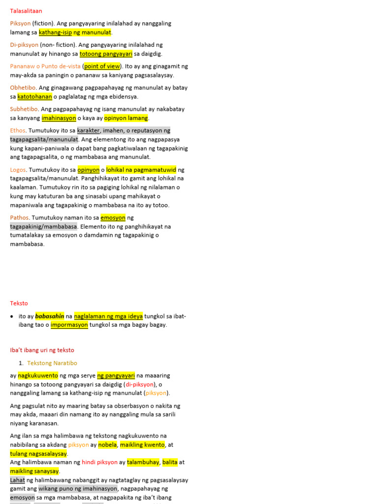 01 Filipino Reviewer | PDF