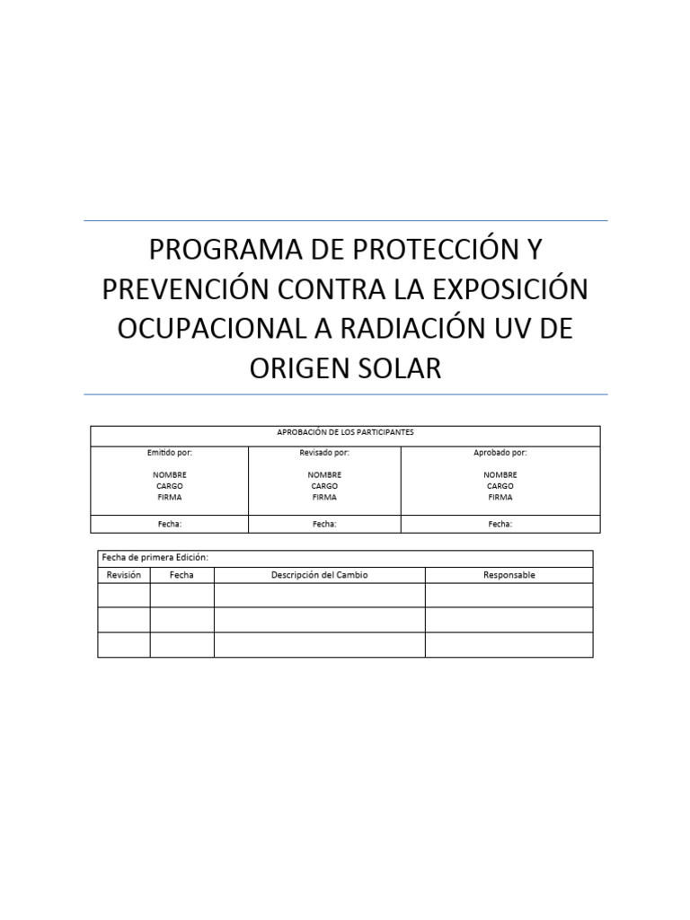 Modelo Plan de Gestion Ruv | PDF | Ultravioleta | Fenomeno fisico