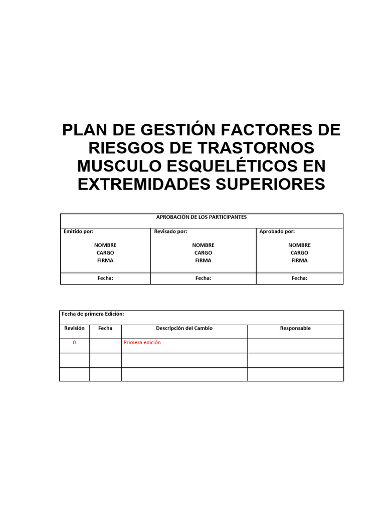 Modelo Plan de Gestion Tmert | Descargar gratis PDF | Business | Músculo