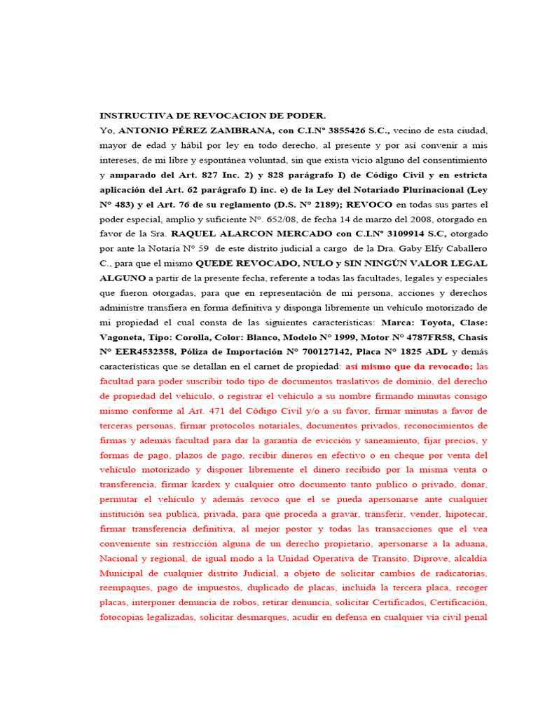 Revocación de Poder Notarial | PDF
