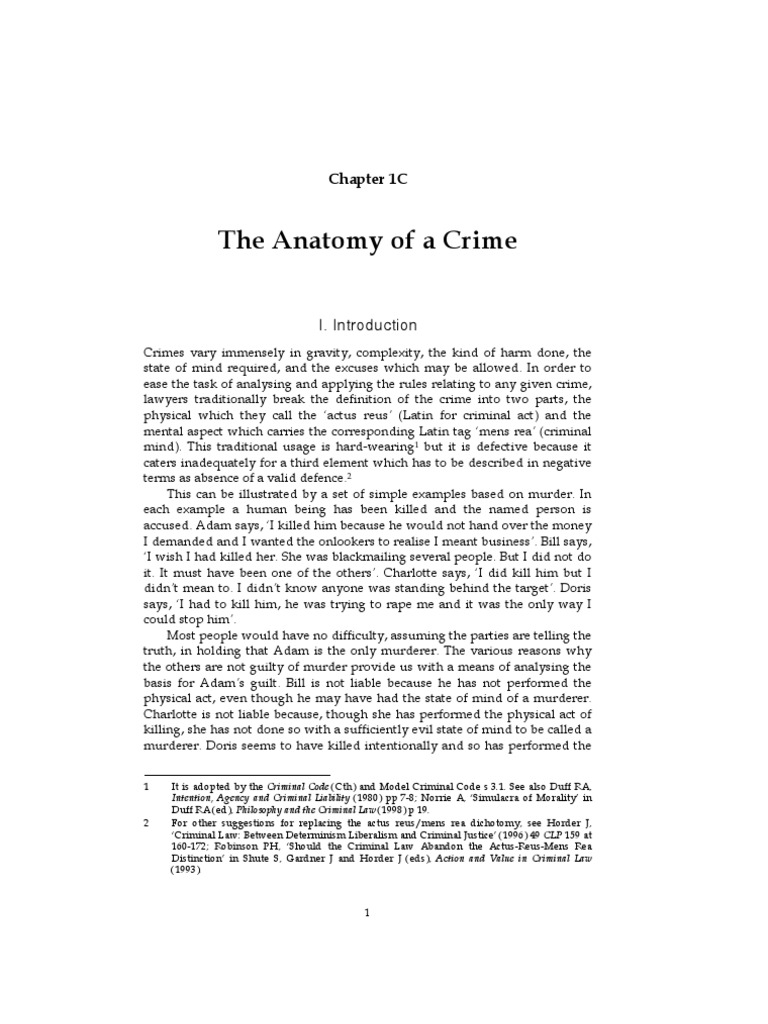 The Anatomy of A Crime: Chapter 1C | PDF | Mens Rea | Recklessness (Law)