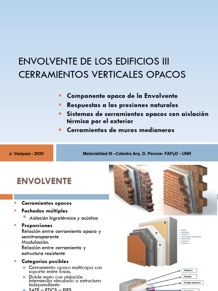 Envolvente de los edificios 3 Cerramientos verticales opacos 2020 | PDF | pared | Aislamiento ...