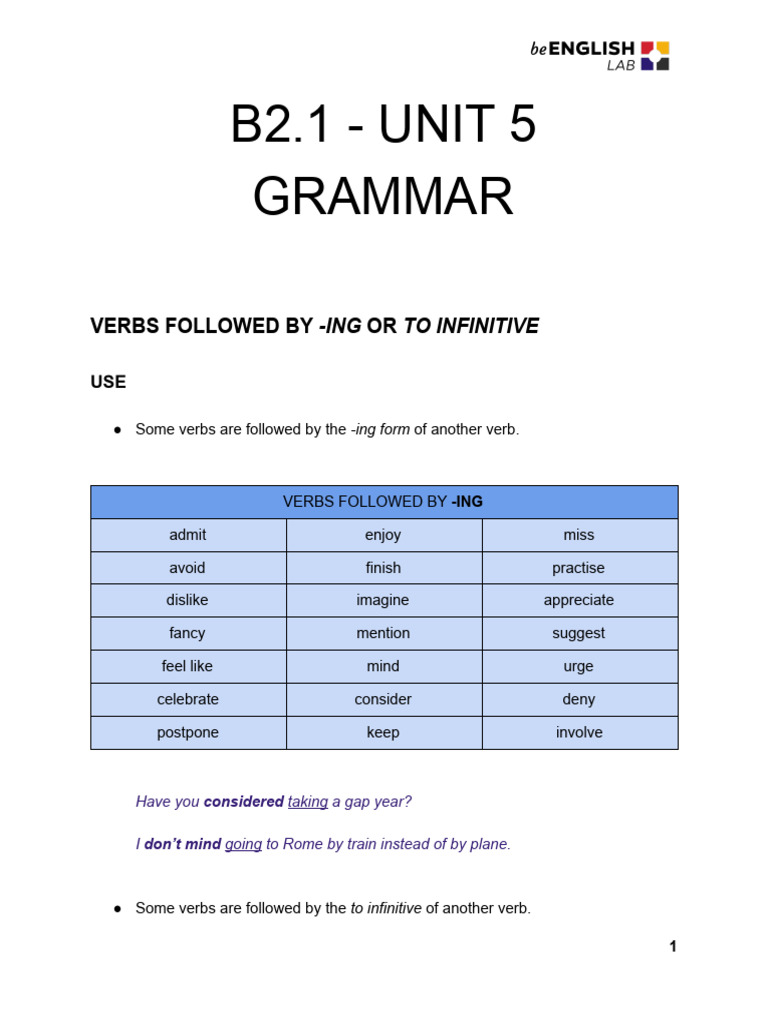 b2.1 - Unit 5 - Grammar | PDF