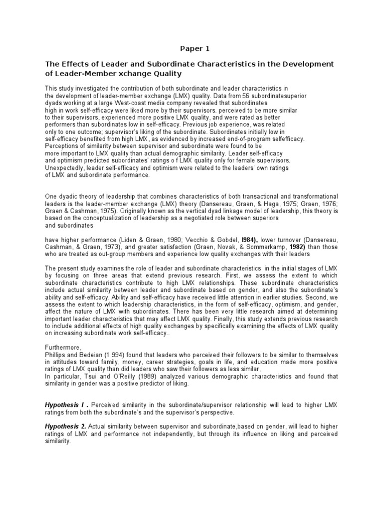 Paper 1 The Effects of Leader and Subordinate Characteristics in The ...