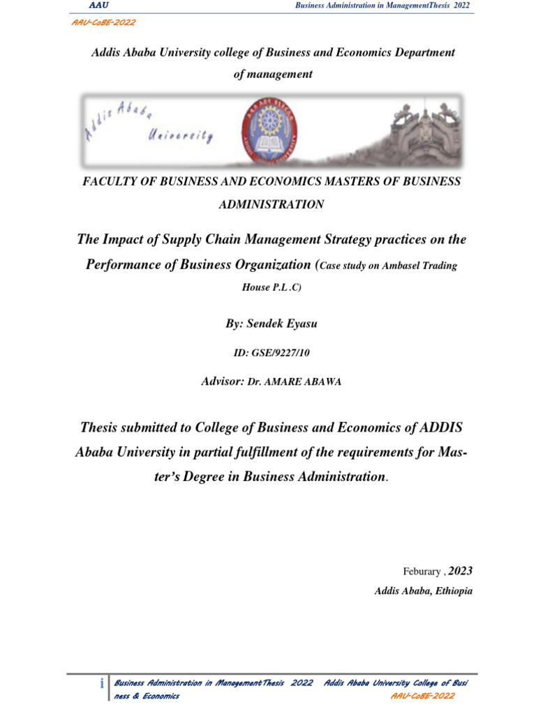 Sendek Eyasu | PDF | Supply Chain Management | Supply Chain