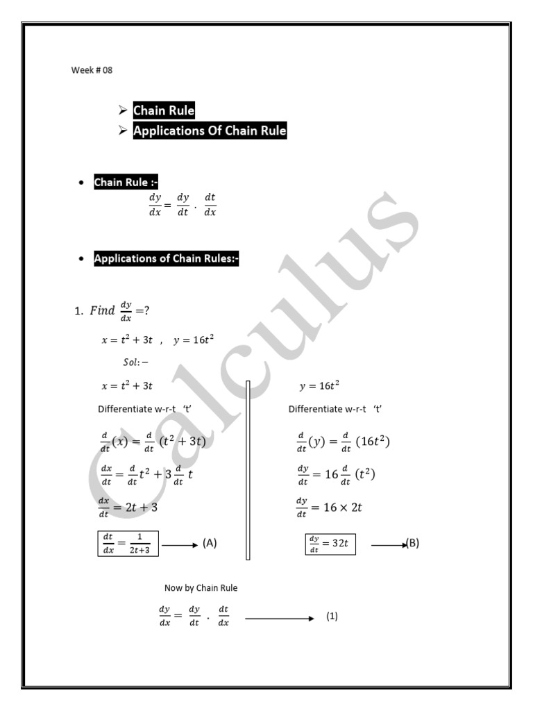 Chain Rule Applications of Chain Rule | PDF | Subtraction | Syntax (Logic)