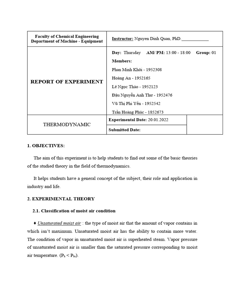 Thermodynamic Lab Report Group 1 CC03 | PDF | Heat Transfer ...