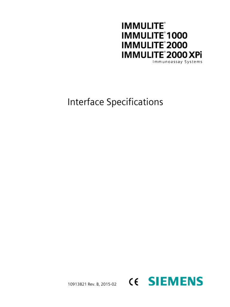 IMMULITE Systems Interface Specifications Manual - 10913821 DXDCM ...