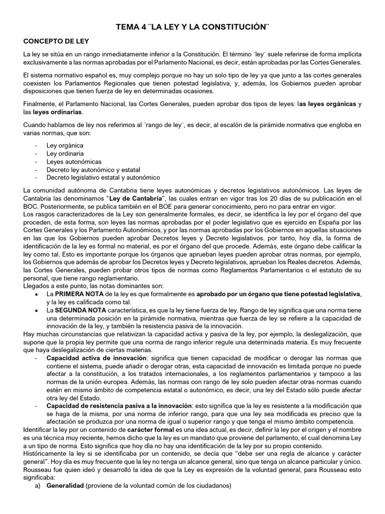 TEMA 4 CONSTI | PDF | Regulación | Constitución
