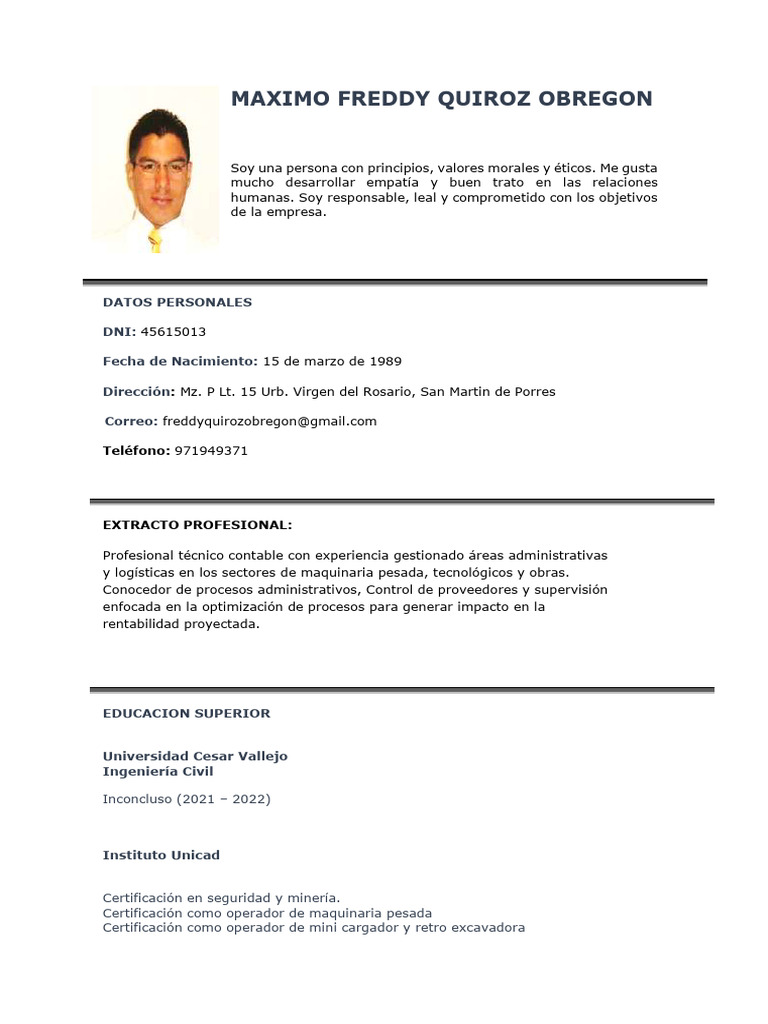 CV Freddy - Merged | PDF | Documento de identidad | Business