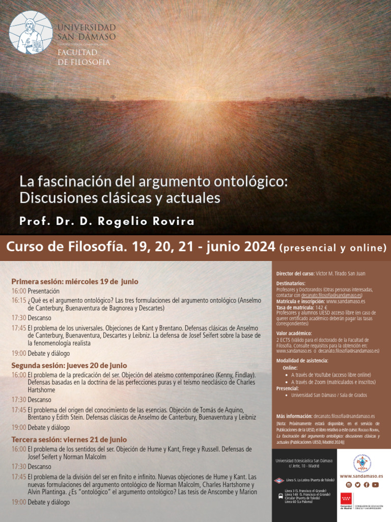 Argumento Ontológico: Curso 2024 | PDF | Metodología filosófica ...