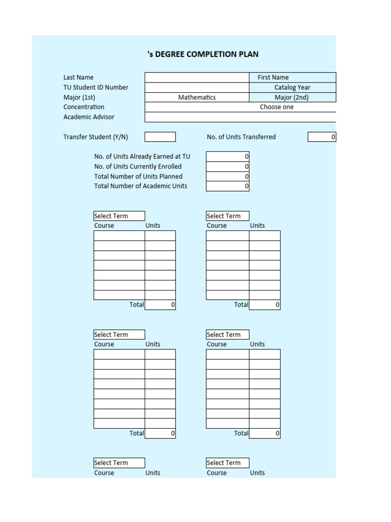 Mathematics Individualized Degree Completion Plan | PDF | Mathematics ...