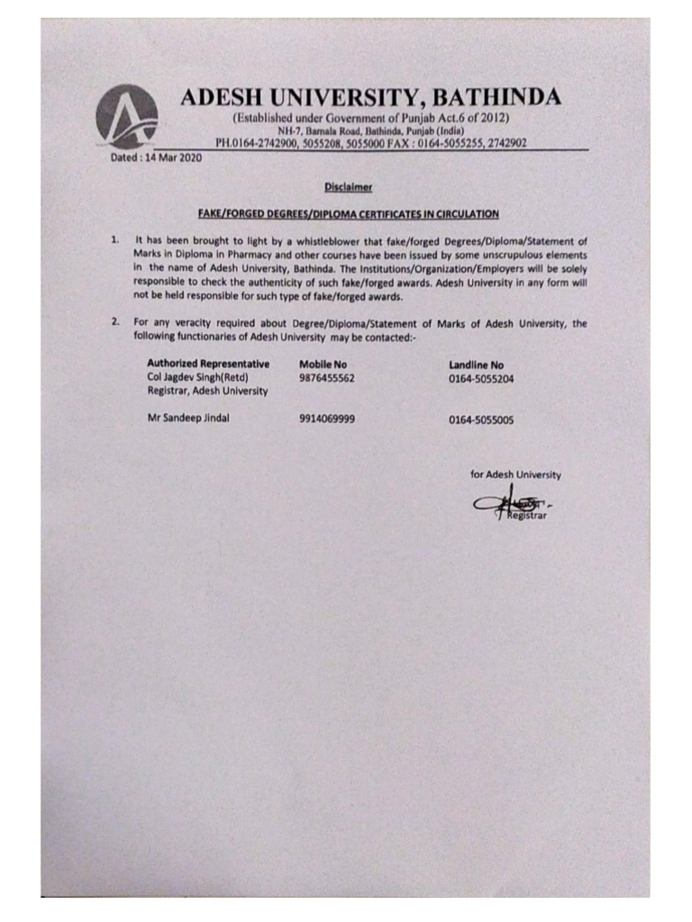 Fake Degree Certificates | PDF