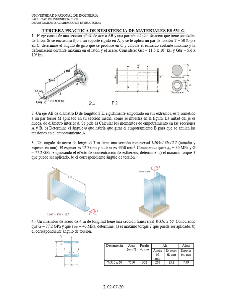 Prácticas de Resistencia de Materiales EN 531 G | PDF | Ingeniería mecánica | Mecánica