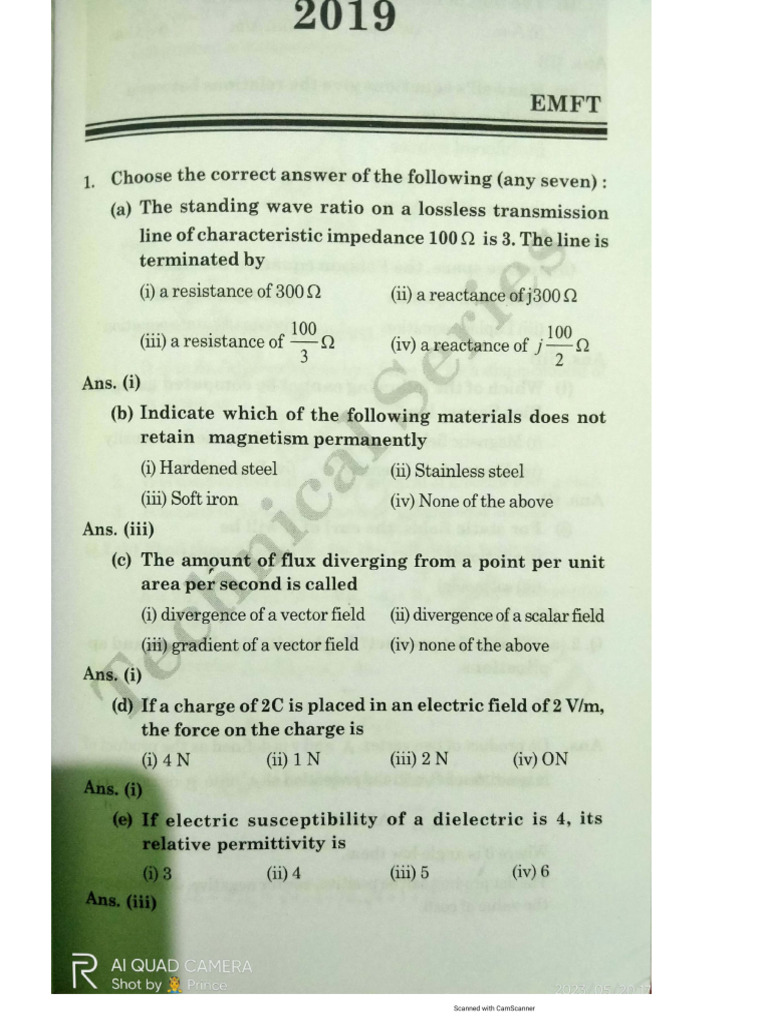Emft MCQ Solutions | PDF