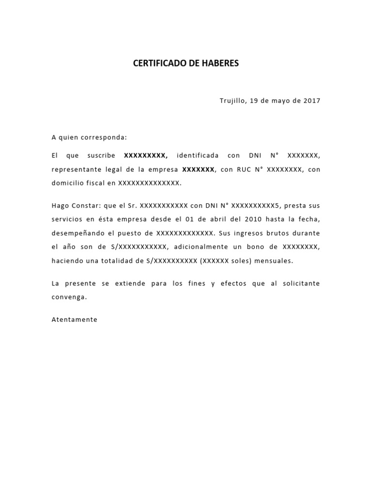 Certificado de Haberes | PDF | Finanzas y dinero | Ciencias sociales