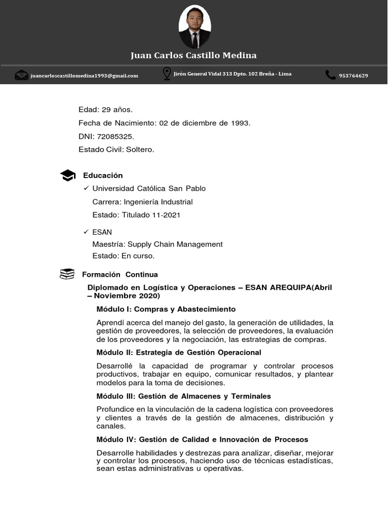 72085325-CV LIMA CASTILLO MEDINA JUAN CARLOS - Compressed | PDF ...