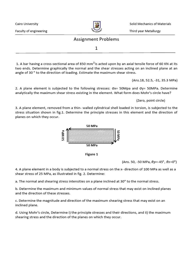 Sheet 1 solid | PDF | Stress (Mechanics) | Physical Sciences