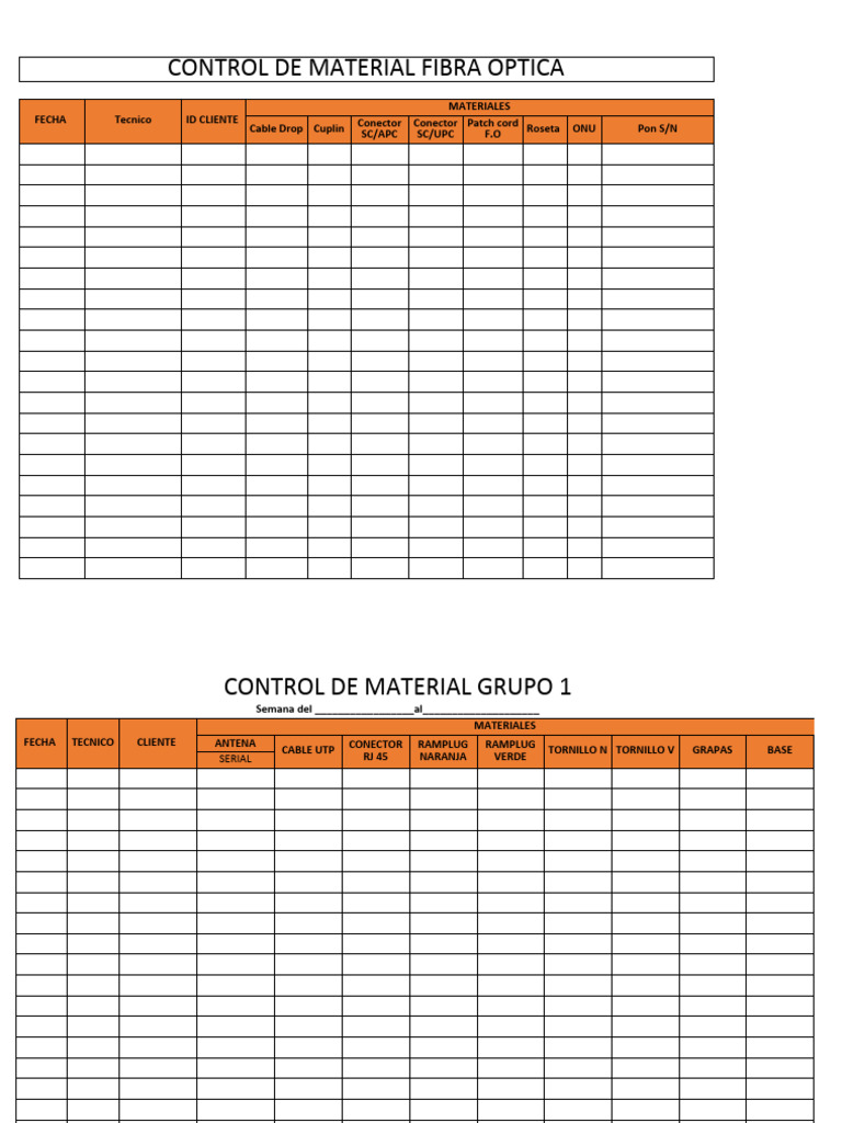 Control de Materiales de Fibra Óptica | PDF | Hogar, jardinería y ...