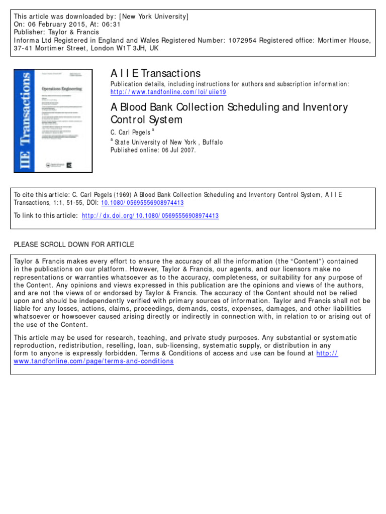 Blood Bank Scheduling and Inventory System | PDF | Variance | Normal ...