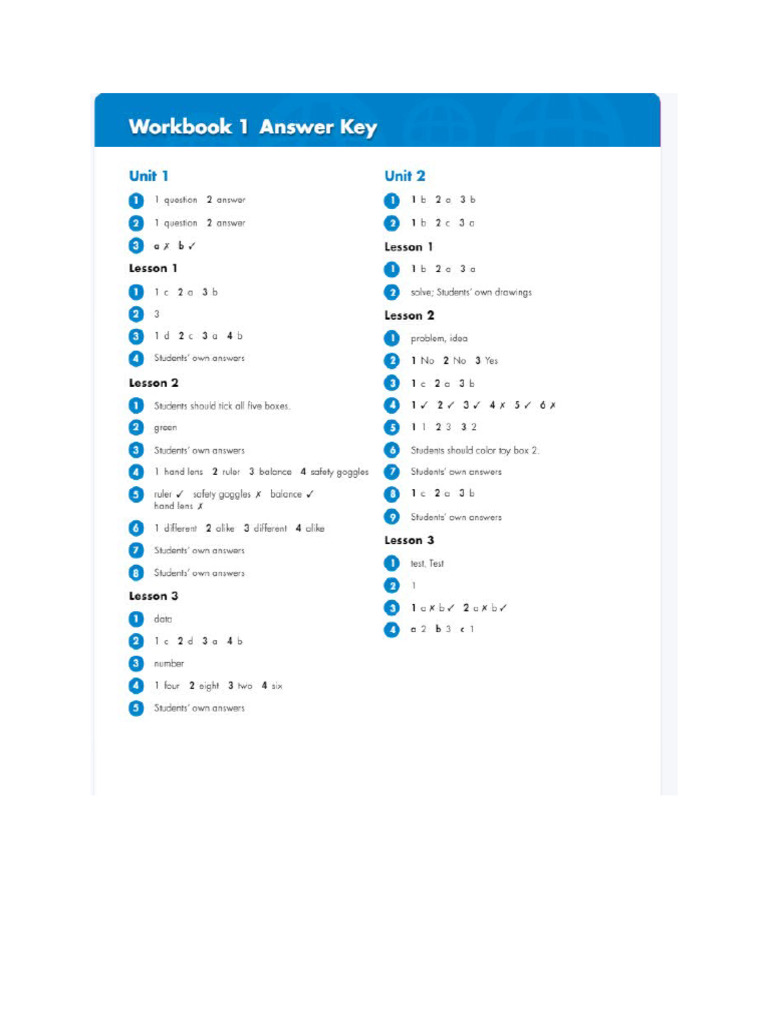 Big Science Workbook 1-Answer Key | PDF
