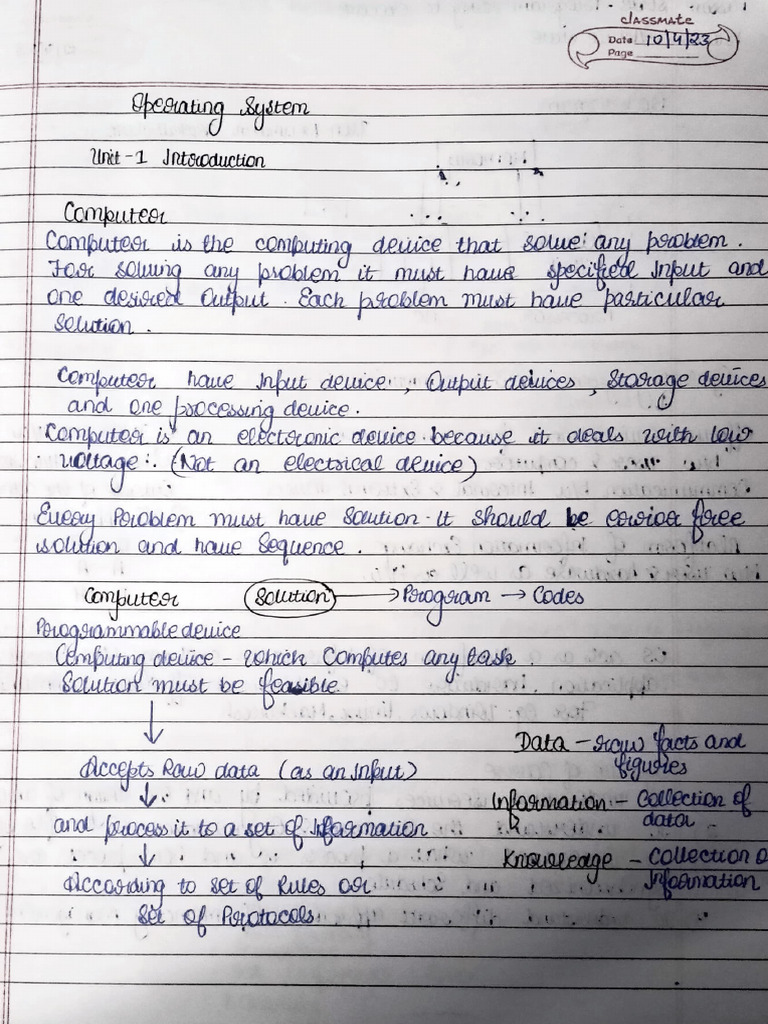 Operating System Unit 1 Notes | PDF