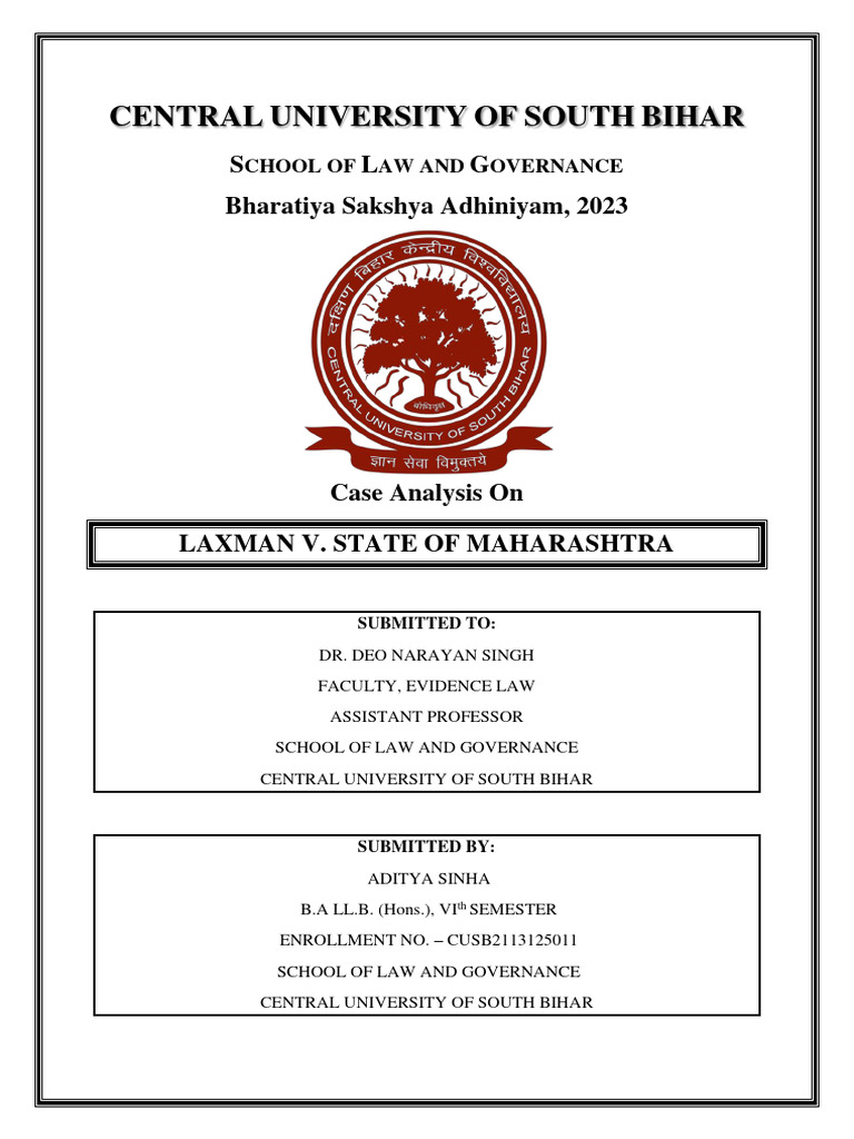 Case Analysis: Laxman v. Maharashtra | PDF | Judgment (Law) | Evidence