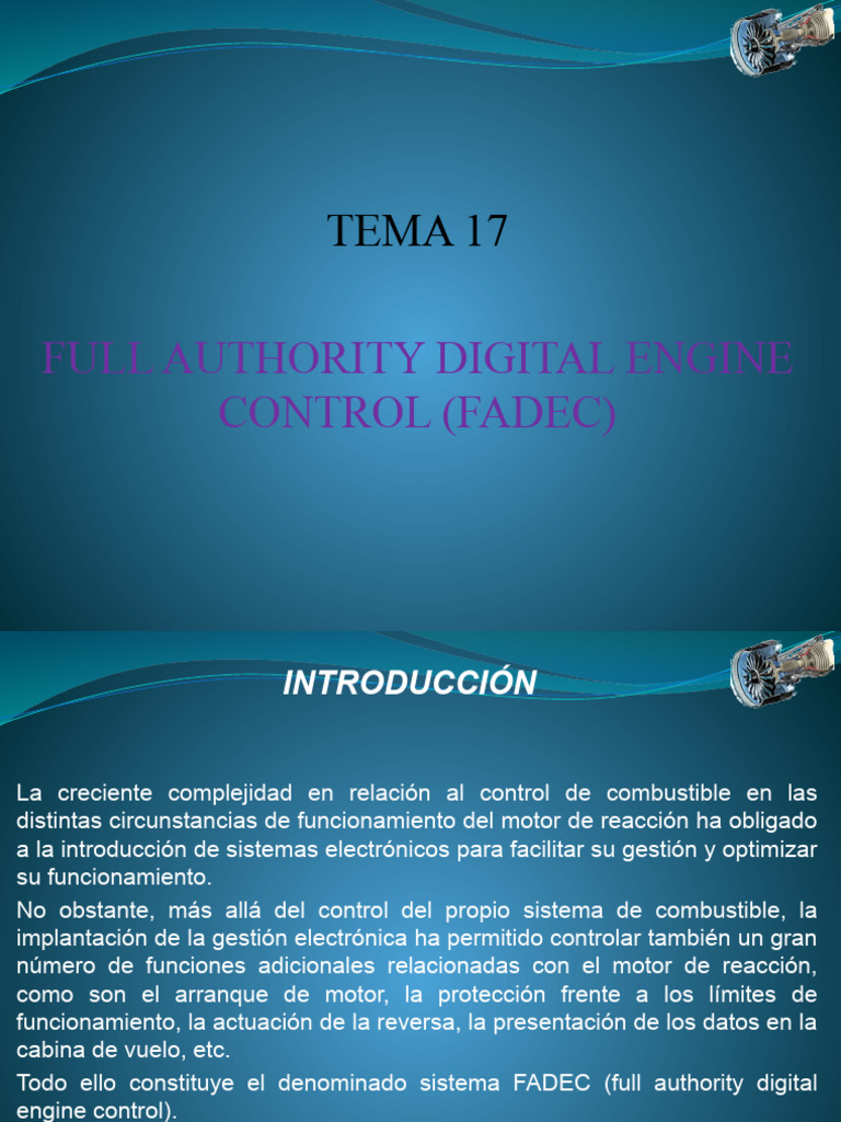 Tema 17 - Full Authority Digital Engine Control (Fadec) | PDF ...