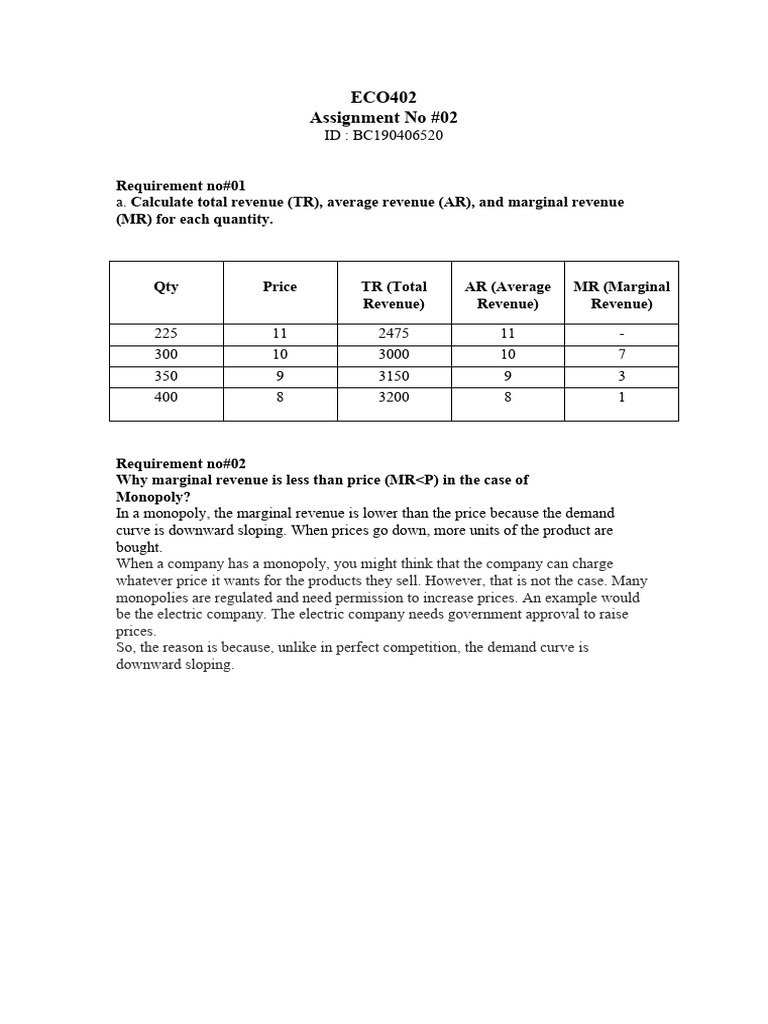 ECO402 Ass 2 | PDF | Finance & Money Management | Technology & Engineering