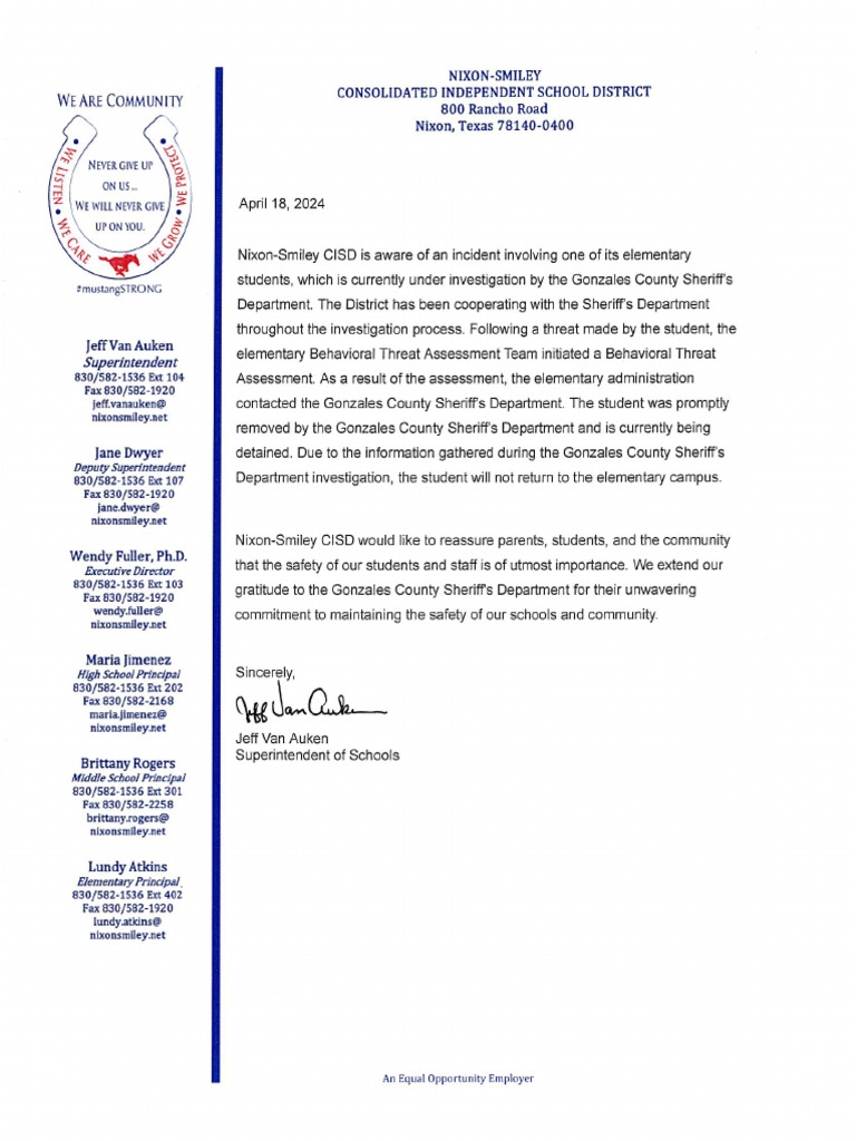 Nixon Smiley ISD Statement | PDF