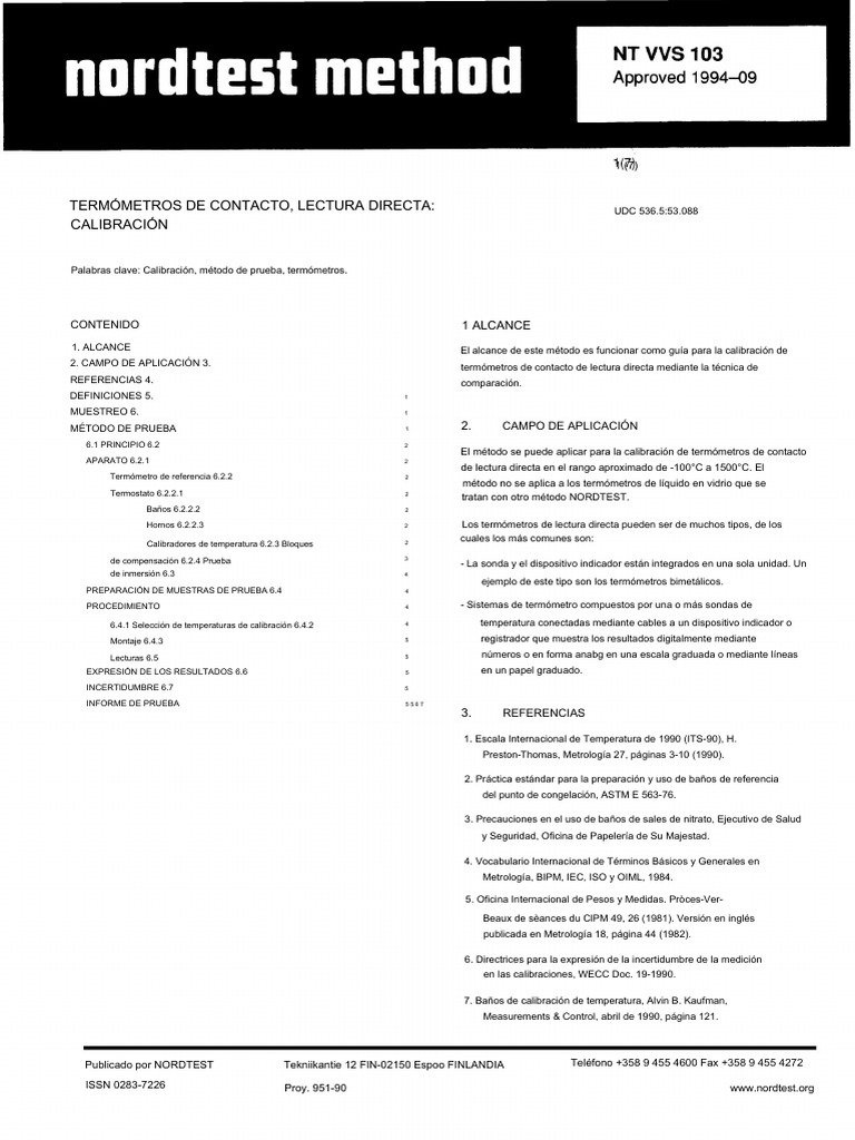 NT Vvs 103 - Thermometers, Contact, Direct Reading - Calibration ...