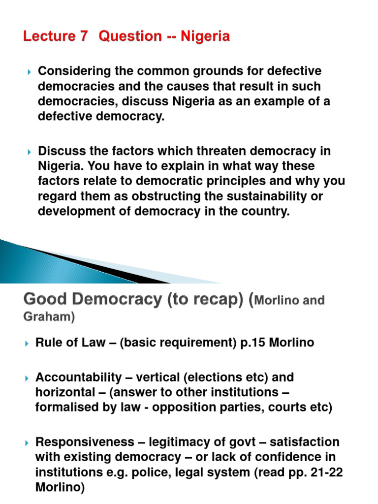 Lecture 7 Nigeria 2016 | PDF | Democracy | Political Ideologies