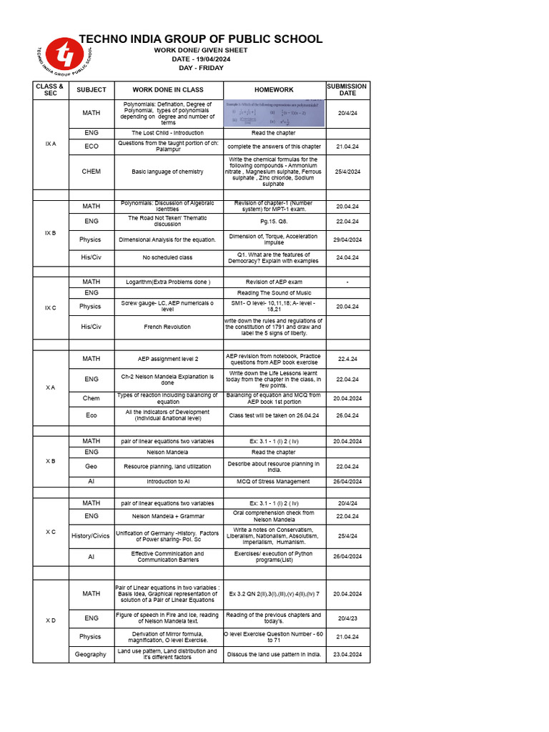 HW For Ix-X Friday - Sheet1 | PDF | Equations | Mathematics