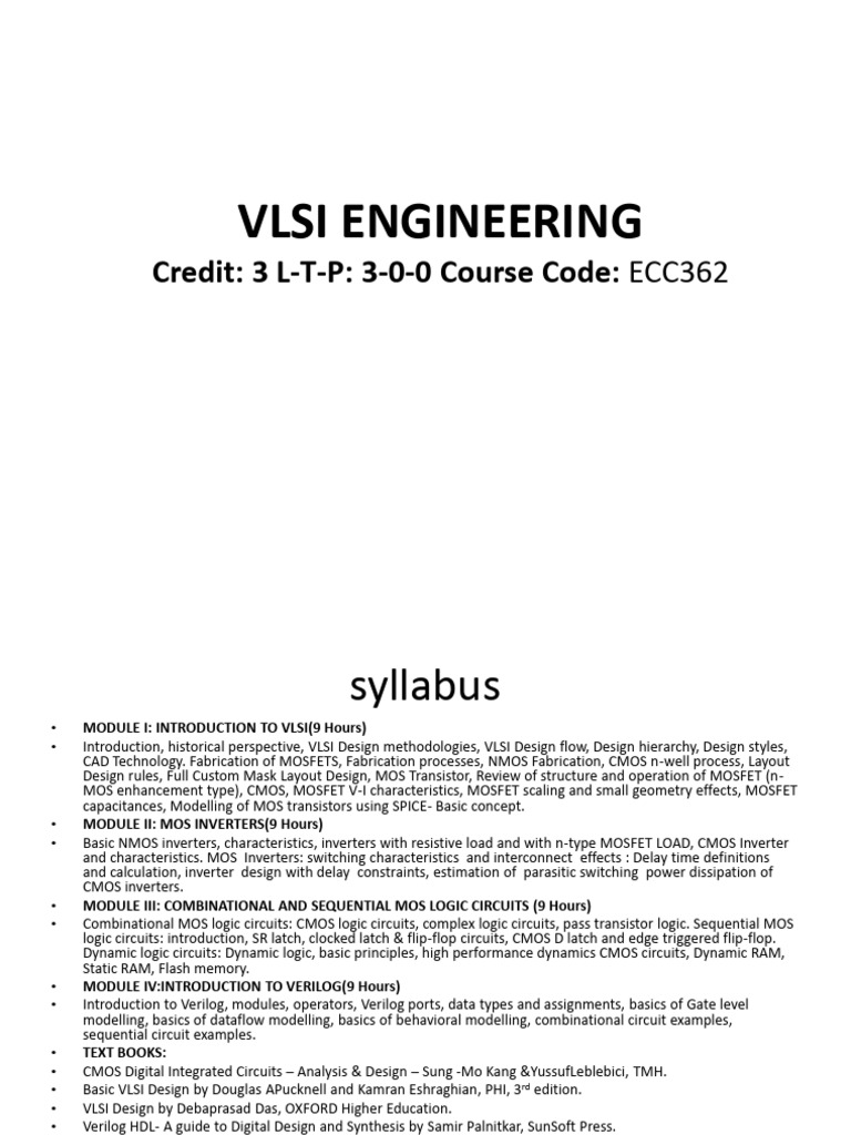 Vlsi ch1 | PDF | Cmos | Integrated Circuit