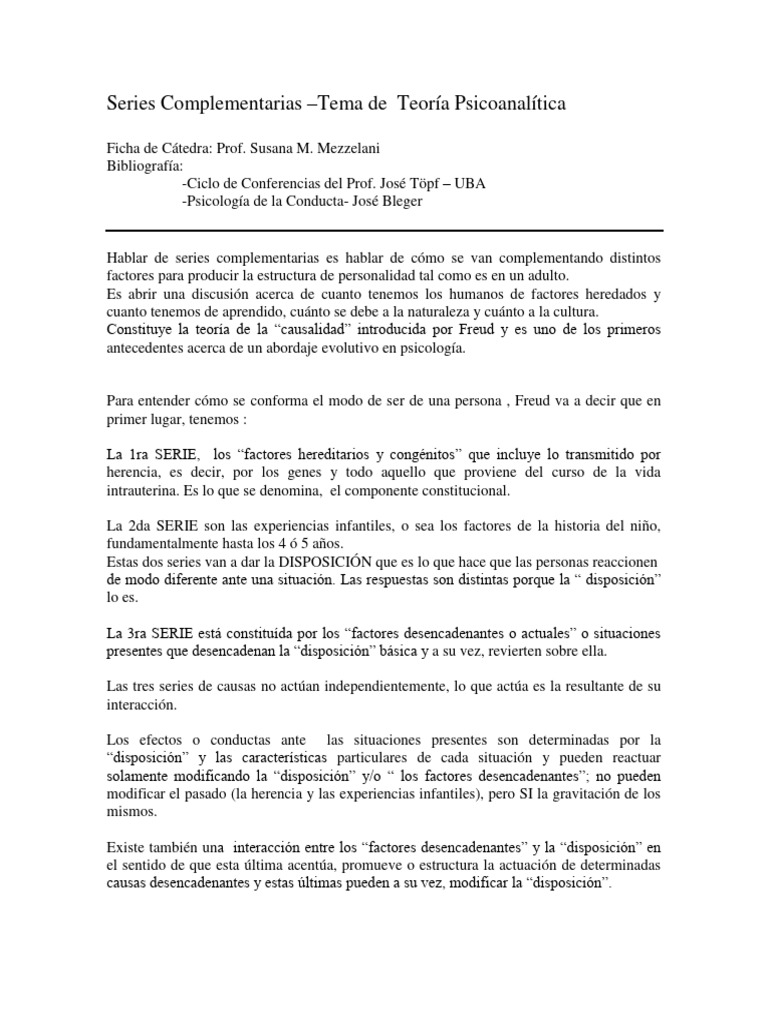 Mezzelani, S. Series Complementarias. Inédito | PDF | Sicología | Ciencias del comportamiento
