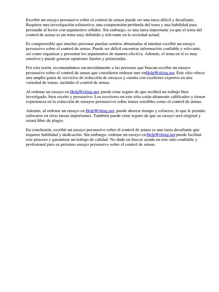 Ensayos Persuasivos Sobre El Control de Armas | PDF | Ensayos
