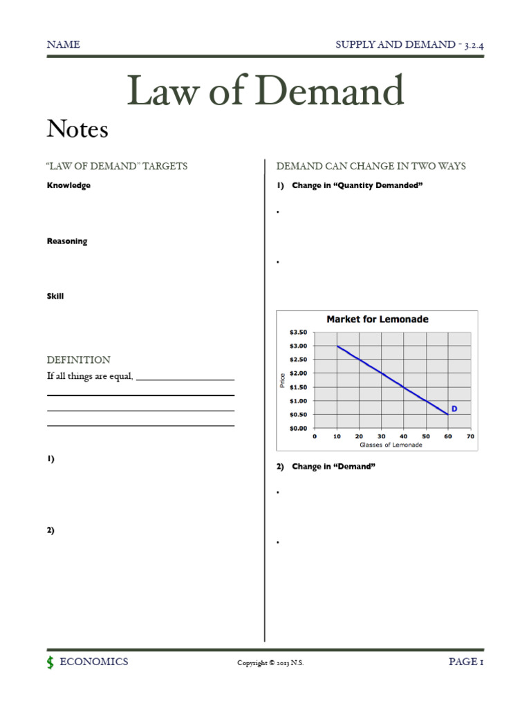 Law of Demand Notes | PDF | Supply And Demand | Demand